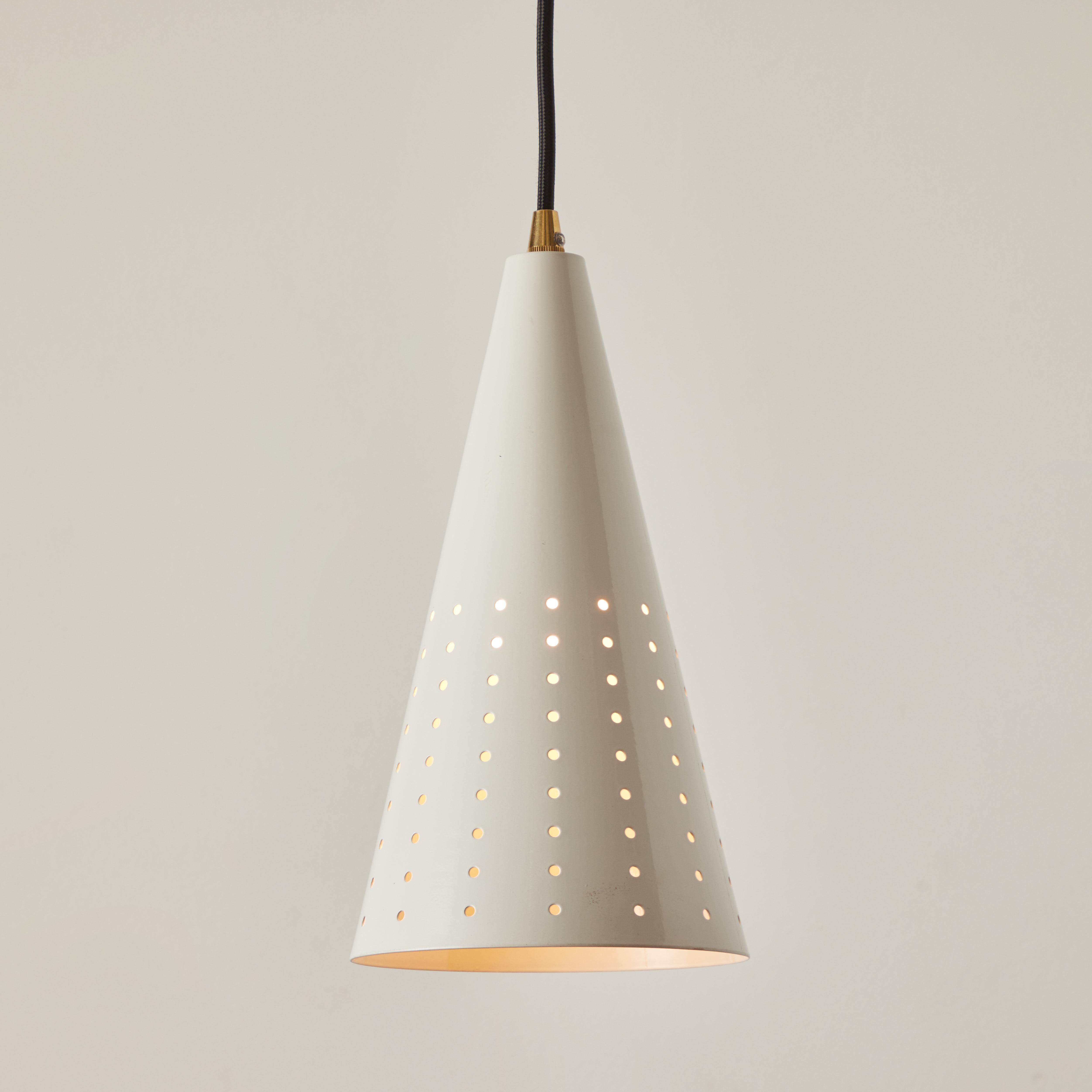 1950s Italian White Perforated Cone Pendant Attributed to Gino Sarfatti ...