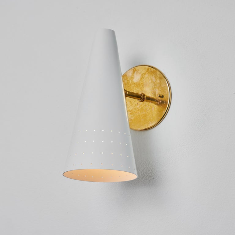 1950s Italian White Perforated Cone Sconce Attributed to Gino Sarfatti ...