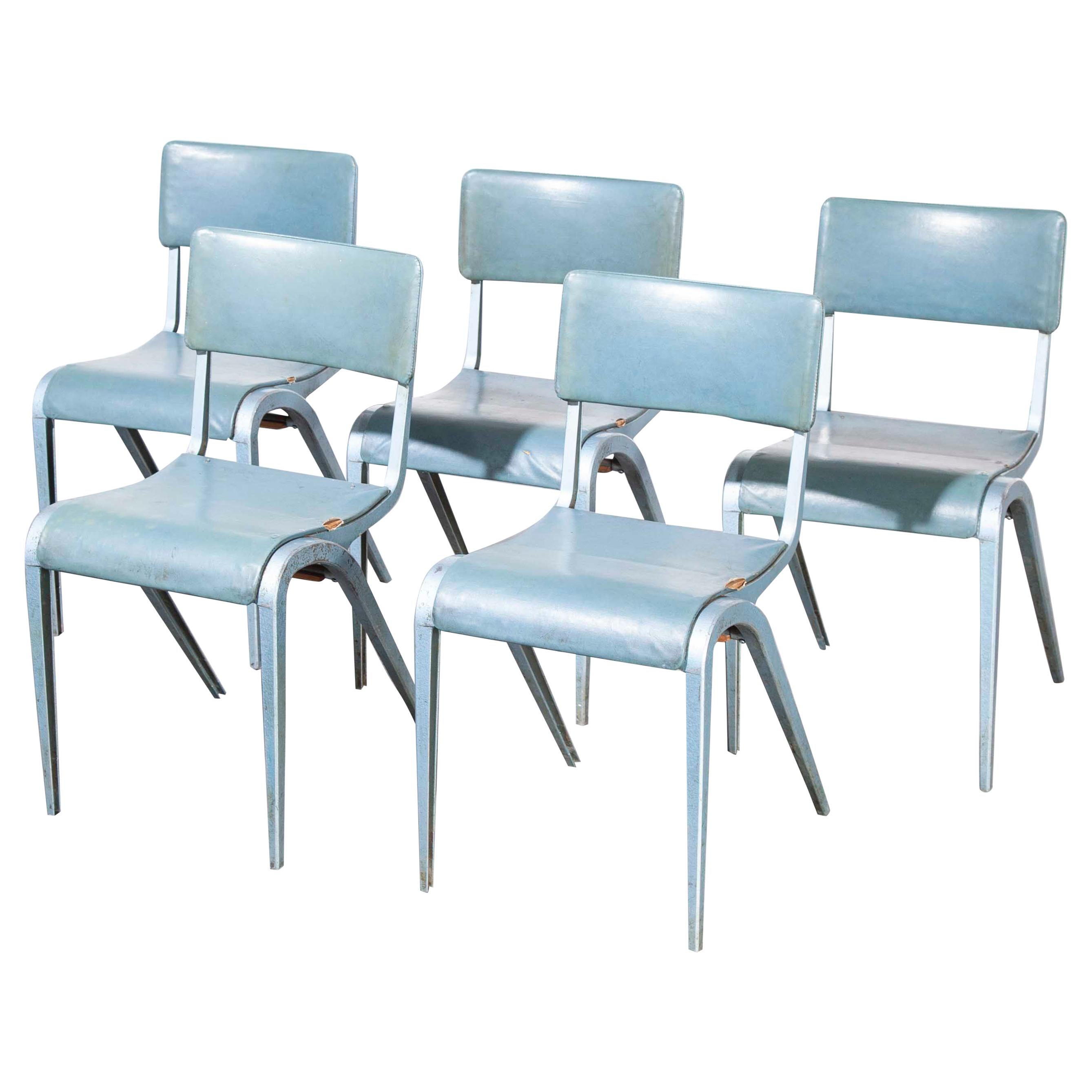 Set of Four Prouve Style Stacking Industrial School Chairs at 1stDibs