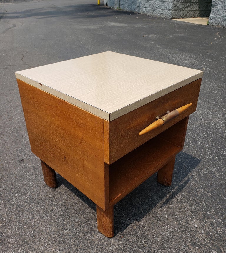 1950s John Keal for Brown Saltman Nightstands in Blonde Mahogany and ...