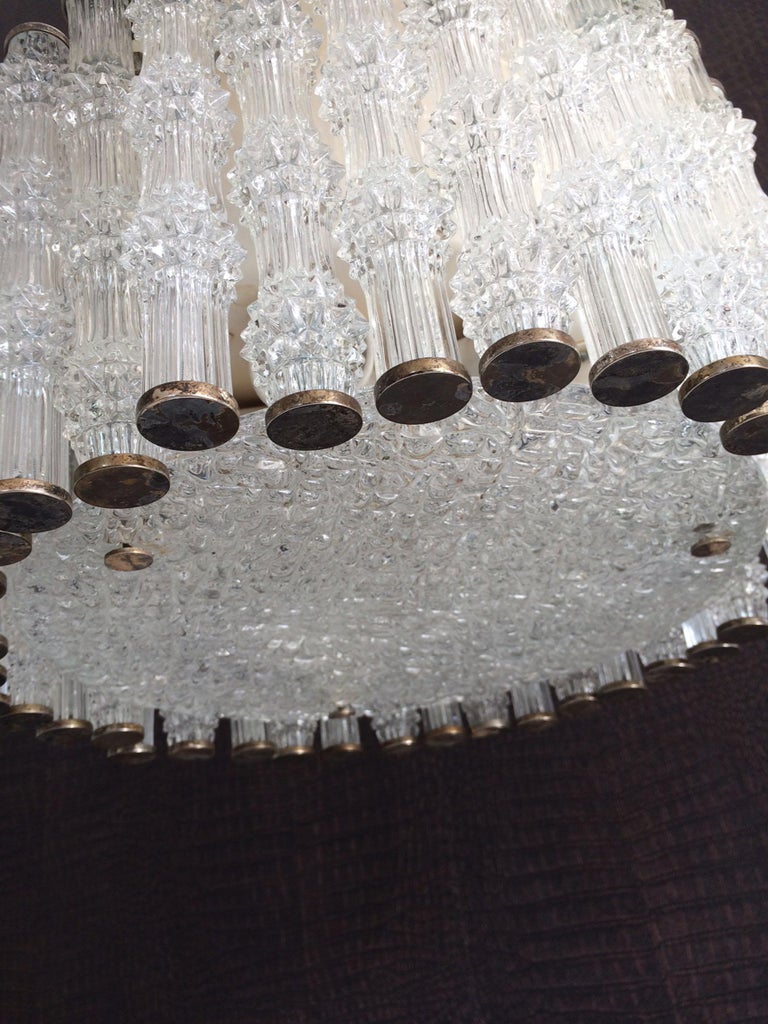 1950's Kaiser Leuchten Design Primat Ice Texture Crystal Drum ...