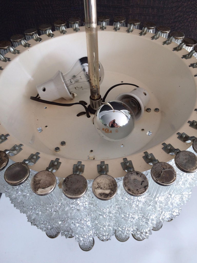 1950's Kaiser Leuchten Design Primat Ice Texture Crystal Drum ...