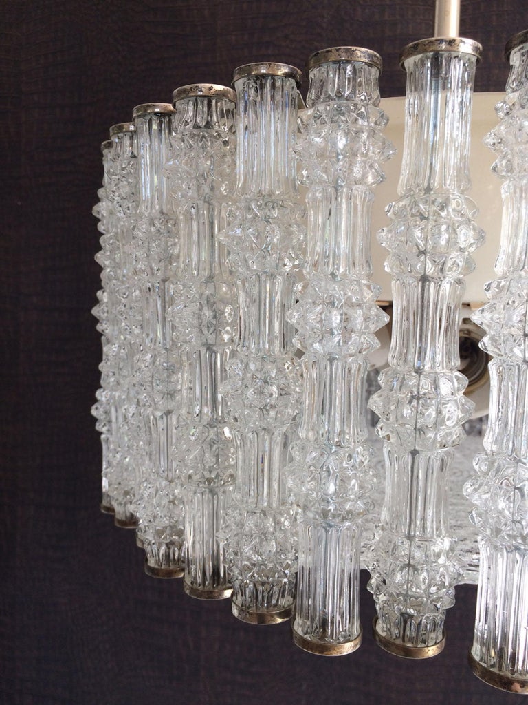 1950's Kaiser Leuchten Design Primat Ice Texture Crystal Drum ...