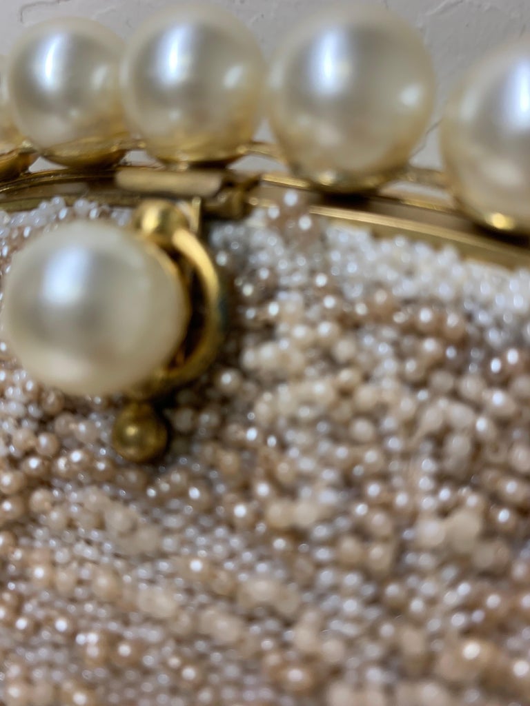 1950s Koret Champagne Seed Pearl Encrusted Evening Clutch w Pearl ...