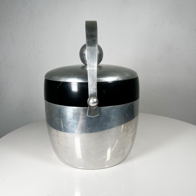 1950s Kromex Ice Bucket Atomic Silver and Black at 1stDibs