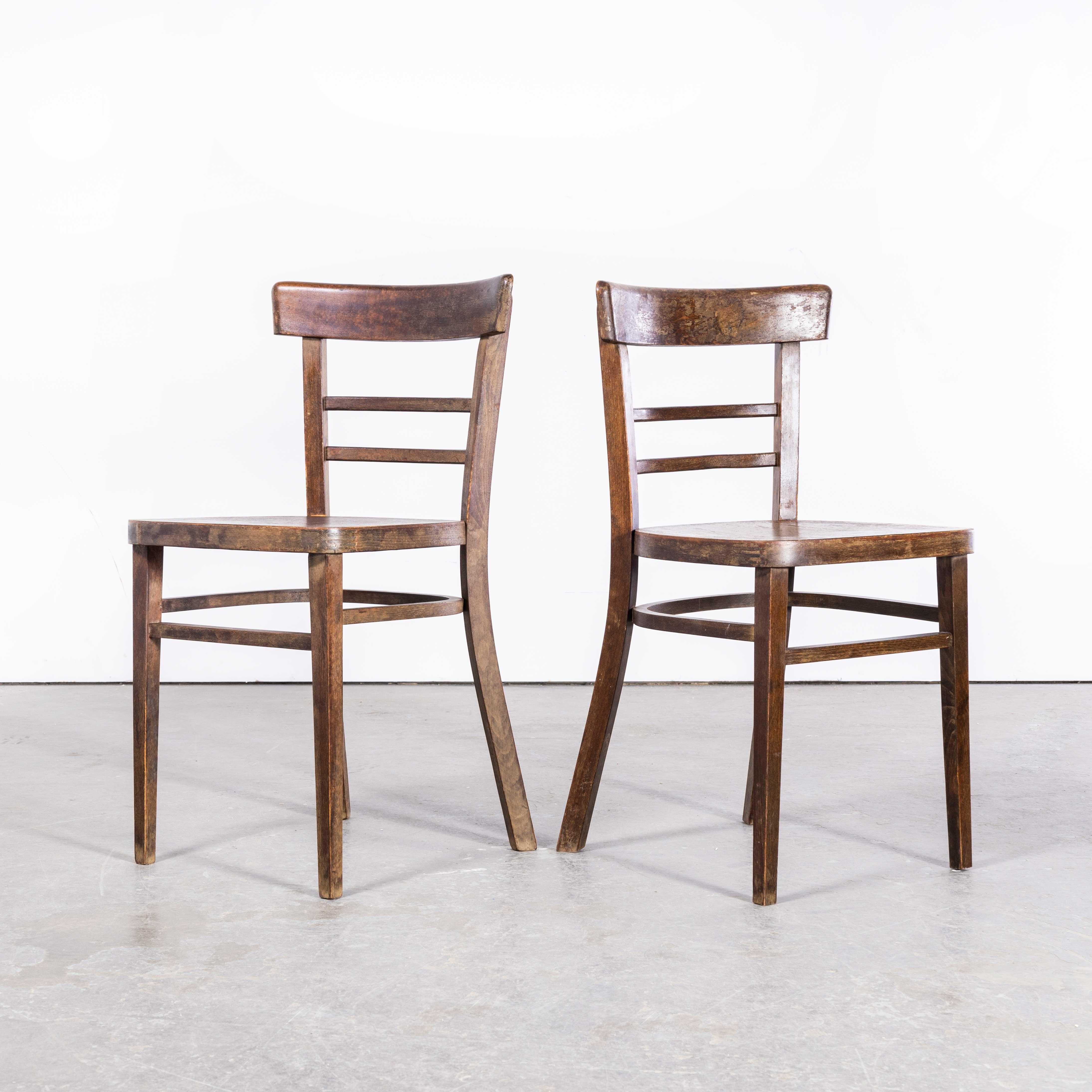 1950s Ladder Back Walnut Bistro Chairs, Pair For Sale at 1stDibs