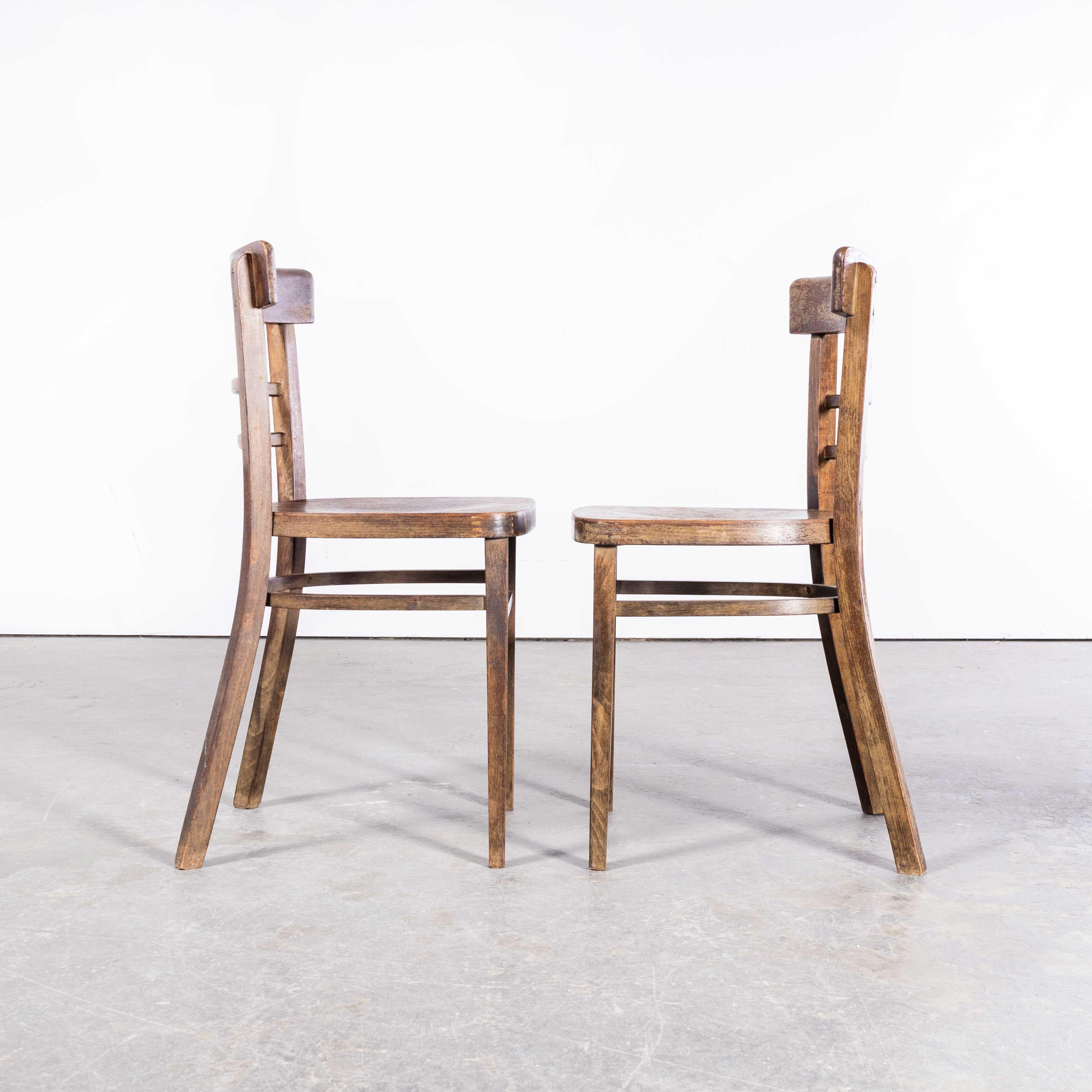 1950s Ladder Back Walnut Bistro Chairs, Pair For Sale at 1stDibs