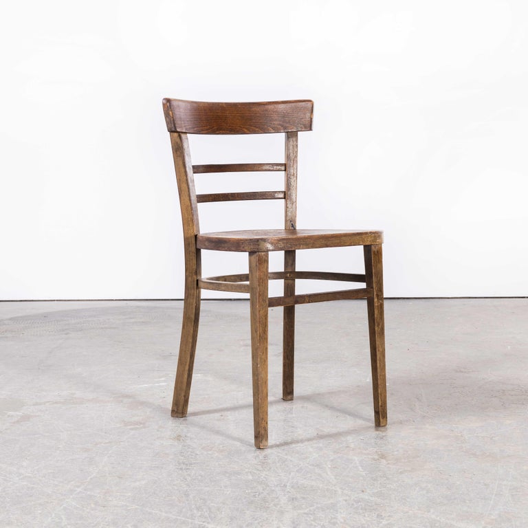 1950's Ladder Back Walnut Bistro Chairs Set of Eight For Sale at 1stDibs
