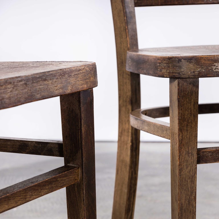 1950's Ladder Back Walnut Bistro Chairs Set of Eight For Sale at 1stDibs