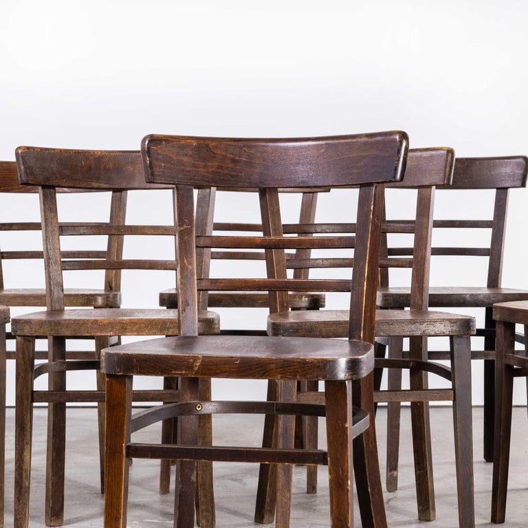 1950's Ladder Back Walnut Bistro Chairs Set of Eight For Sale at 1stDibs