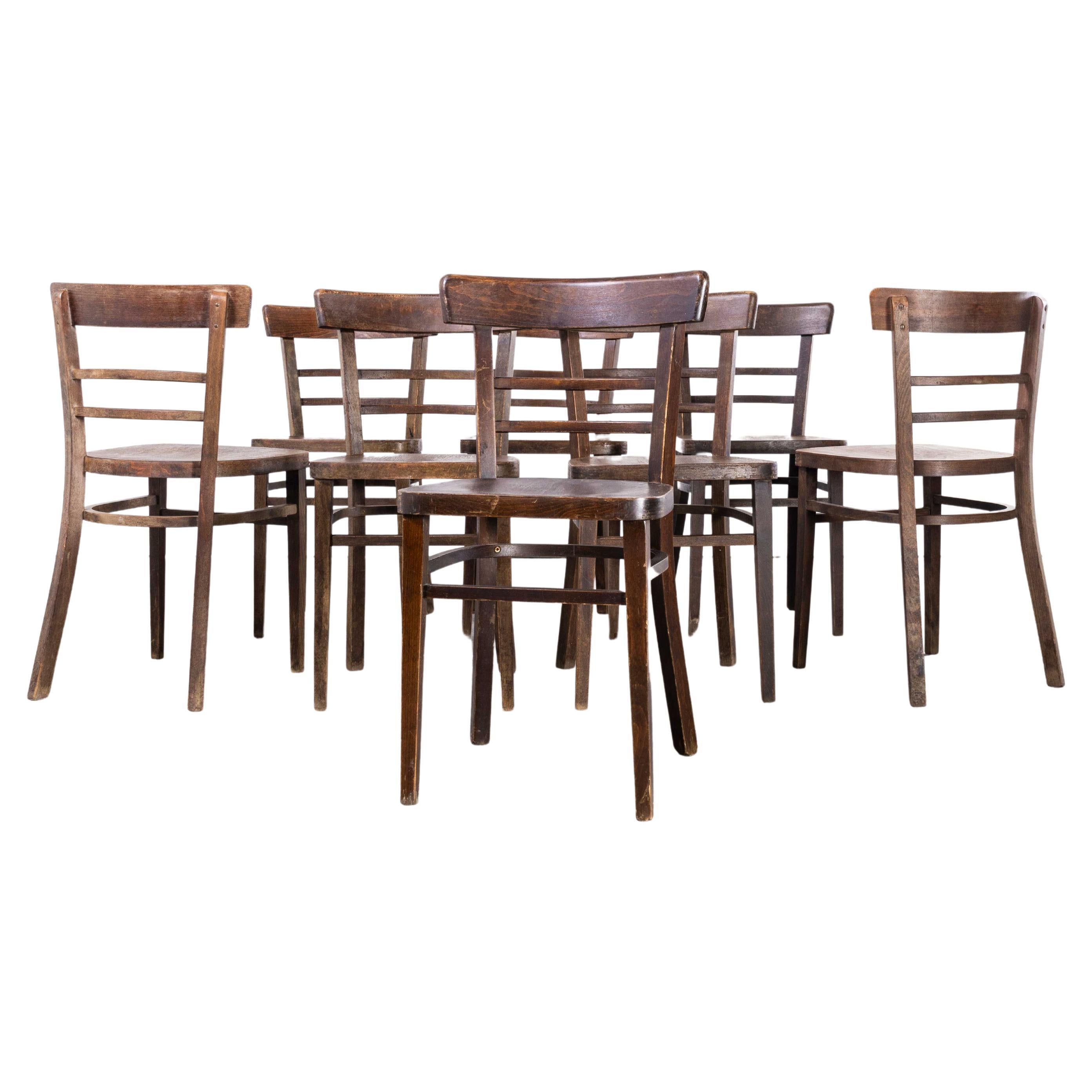 1950's Ladder Back Walnut Bistro Chairs Set of Eight For Sale at 1stDibs
