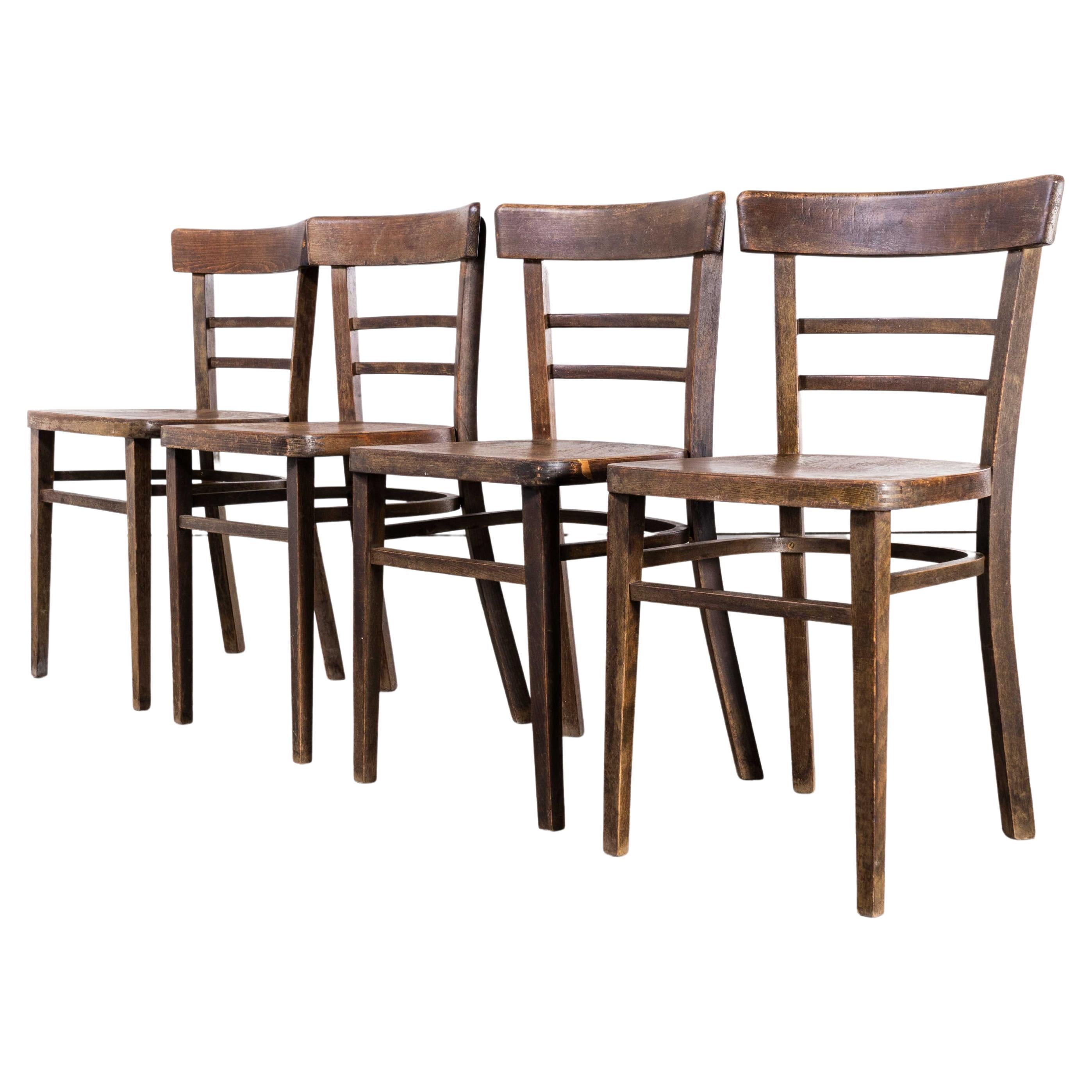 1950's Ladder Back Walnut Bistro Chairs Set of Eight For Sale at 1stDibs