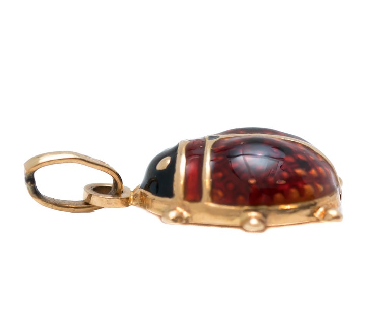 1950s Ladybug Pendant in 18 Karat Yellow Gold and Enamel at 1stDibs