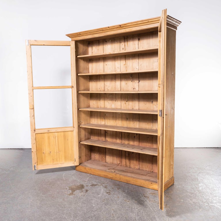 1950's Large Belgian Glass Fronted Pine Two Door Cabinet For Sale at ...