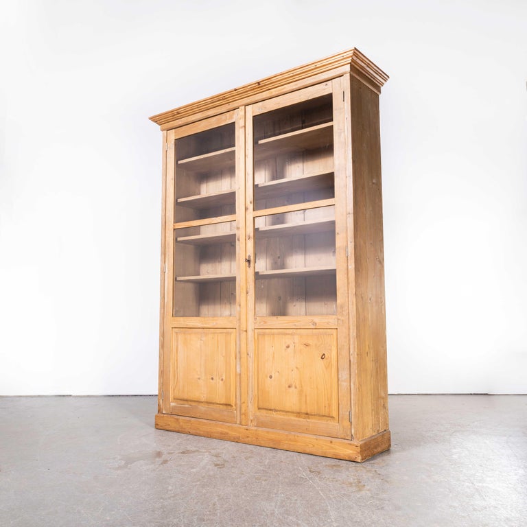 1950's Large Belgian Glass Fronted Pine Two Door Cabinet For Sale at ...