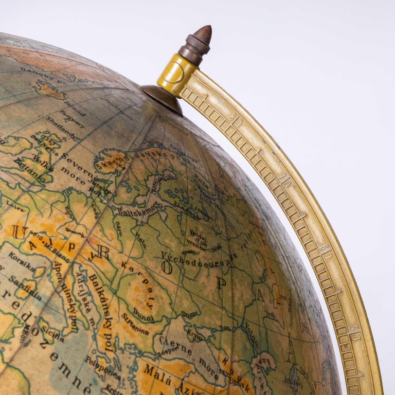 1950s Large Original Globe, Wood Base For Sale at 1stDibs