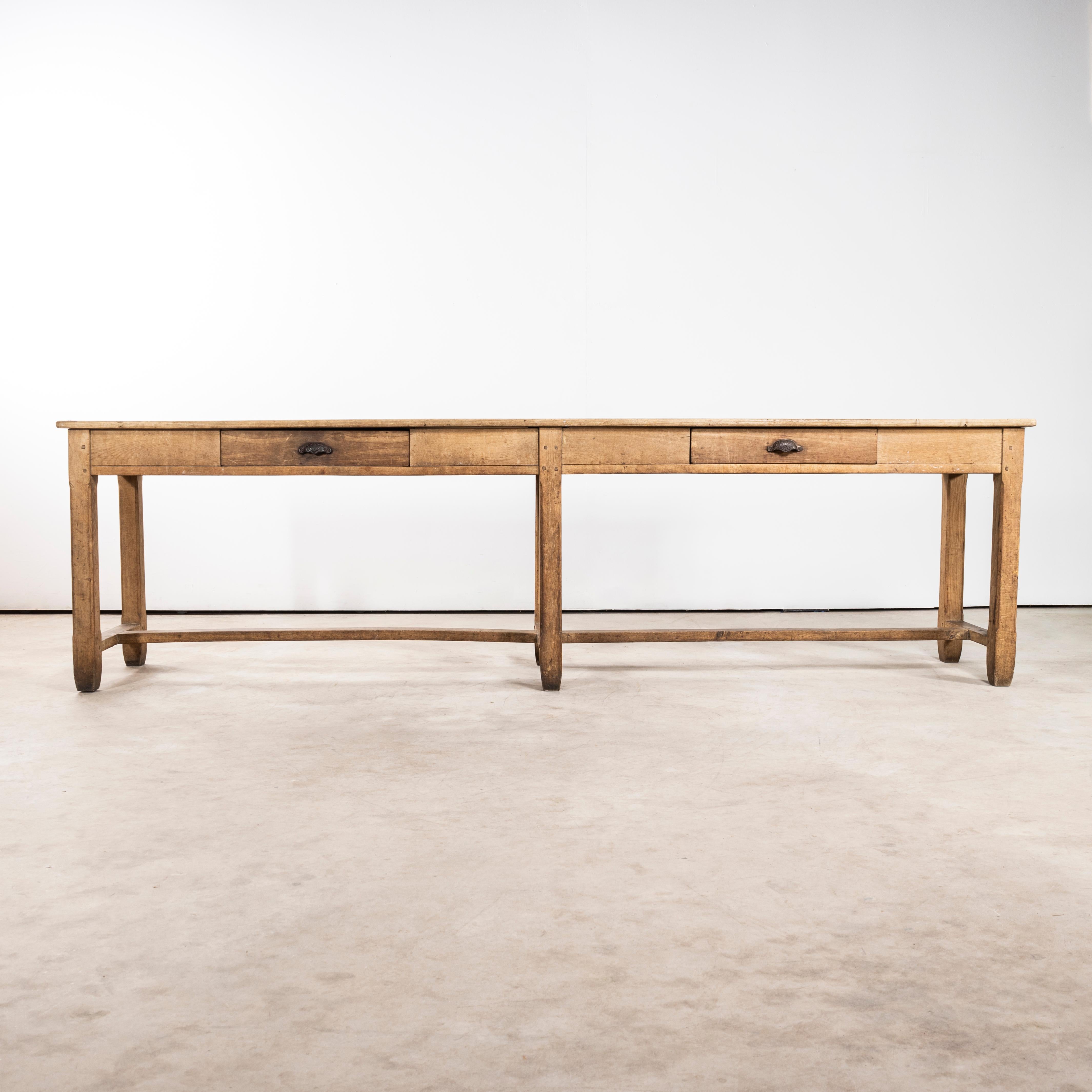 1950's Large Scrubbed French Rectangular Console Table For Sale at 1stDibs