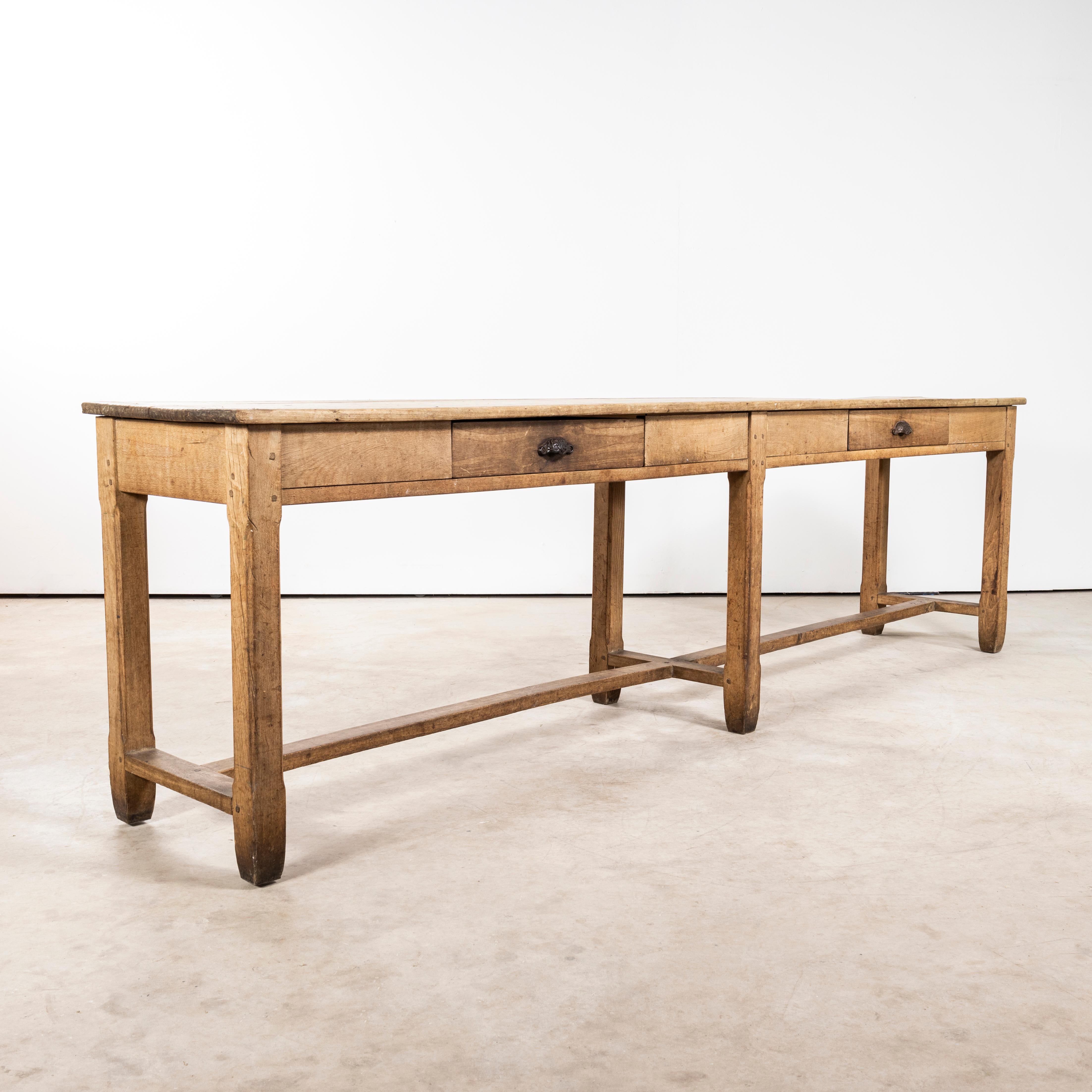 1950's Large Scrubbed French Rectangular Console Table For Sale at 1stDibs