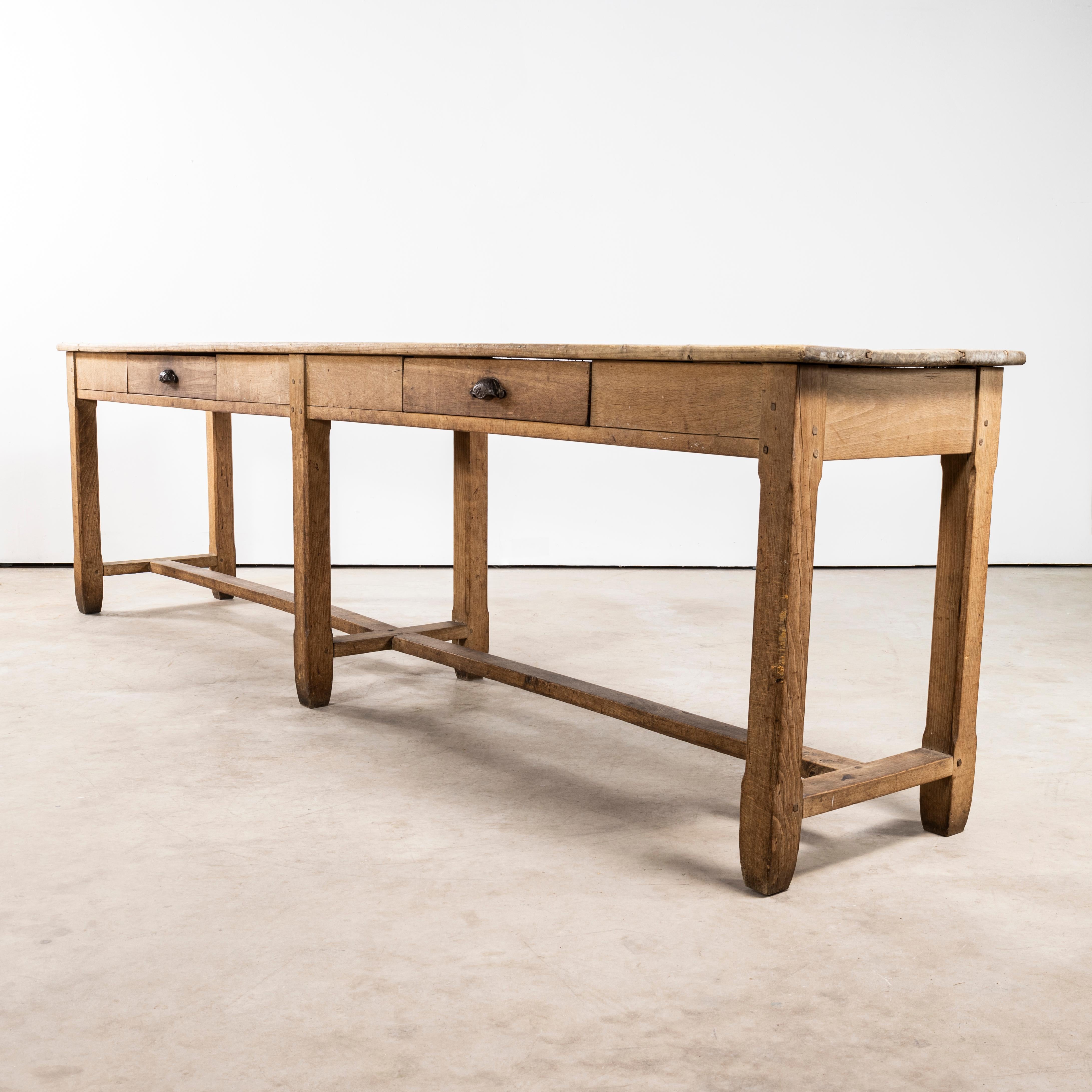 1950's Large Scrubbed French Rectangular Console Table For Sale at 1stDibs
