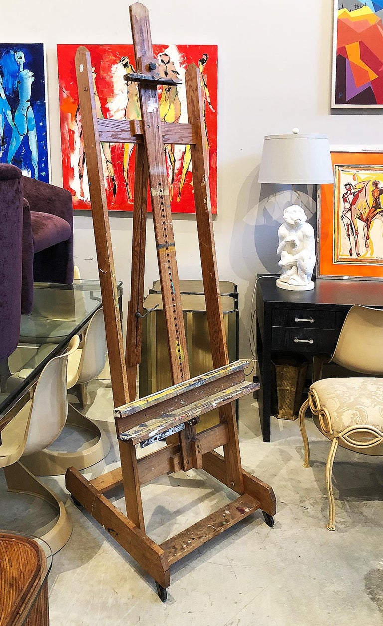 1950s Large Vintage Adjustable Working Artist's Easel with Patina at ...