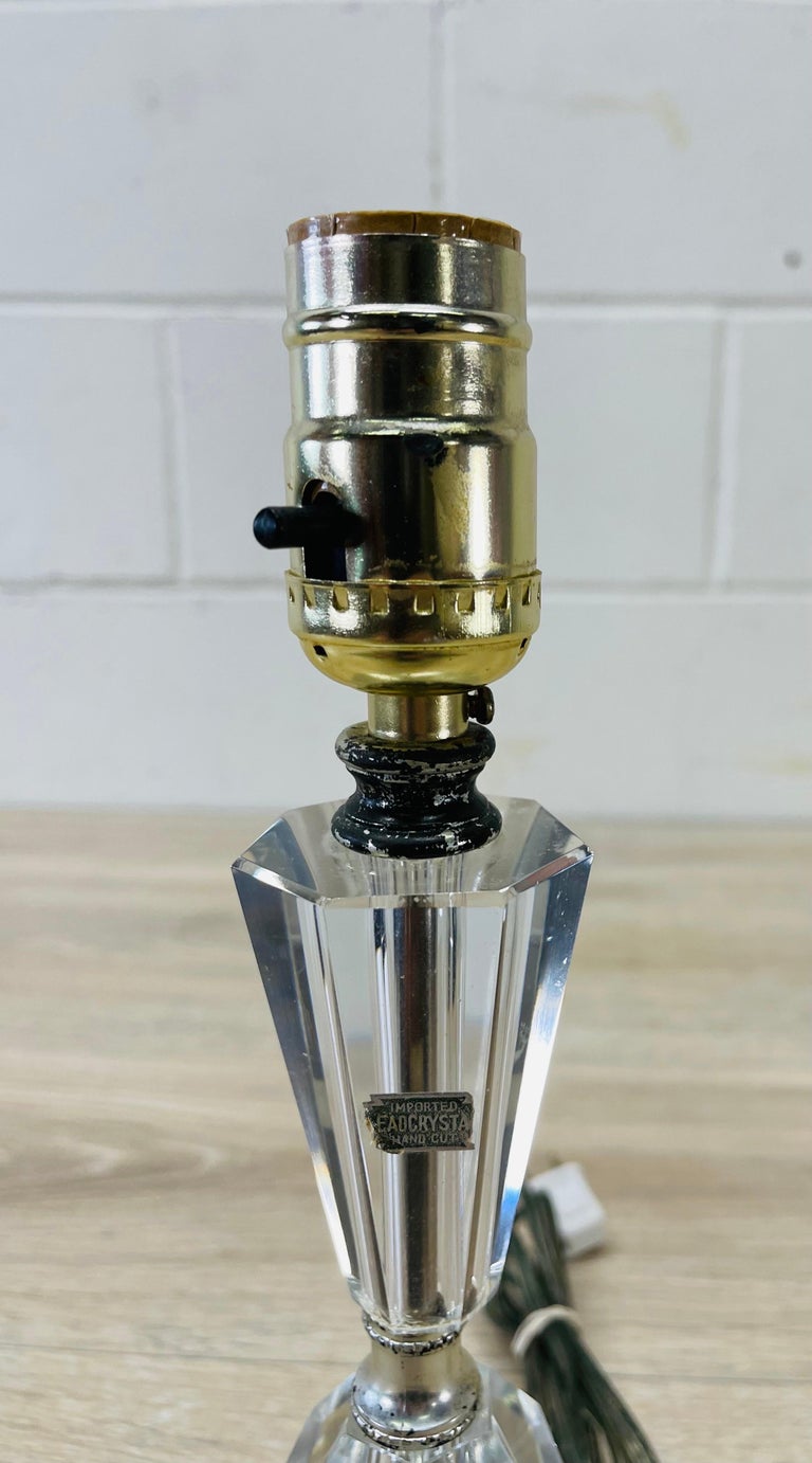 1950s Lead Glass Crystal Table Lamp at 1stDibs
