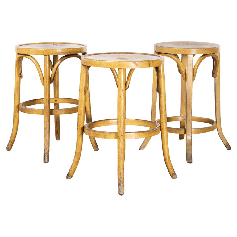 1950's Low Luterma Bentwood Stools, Set of Three For Sale at 1stDibs