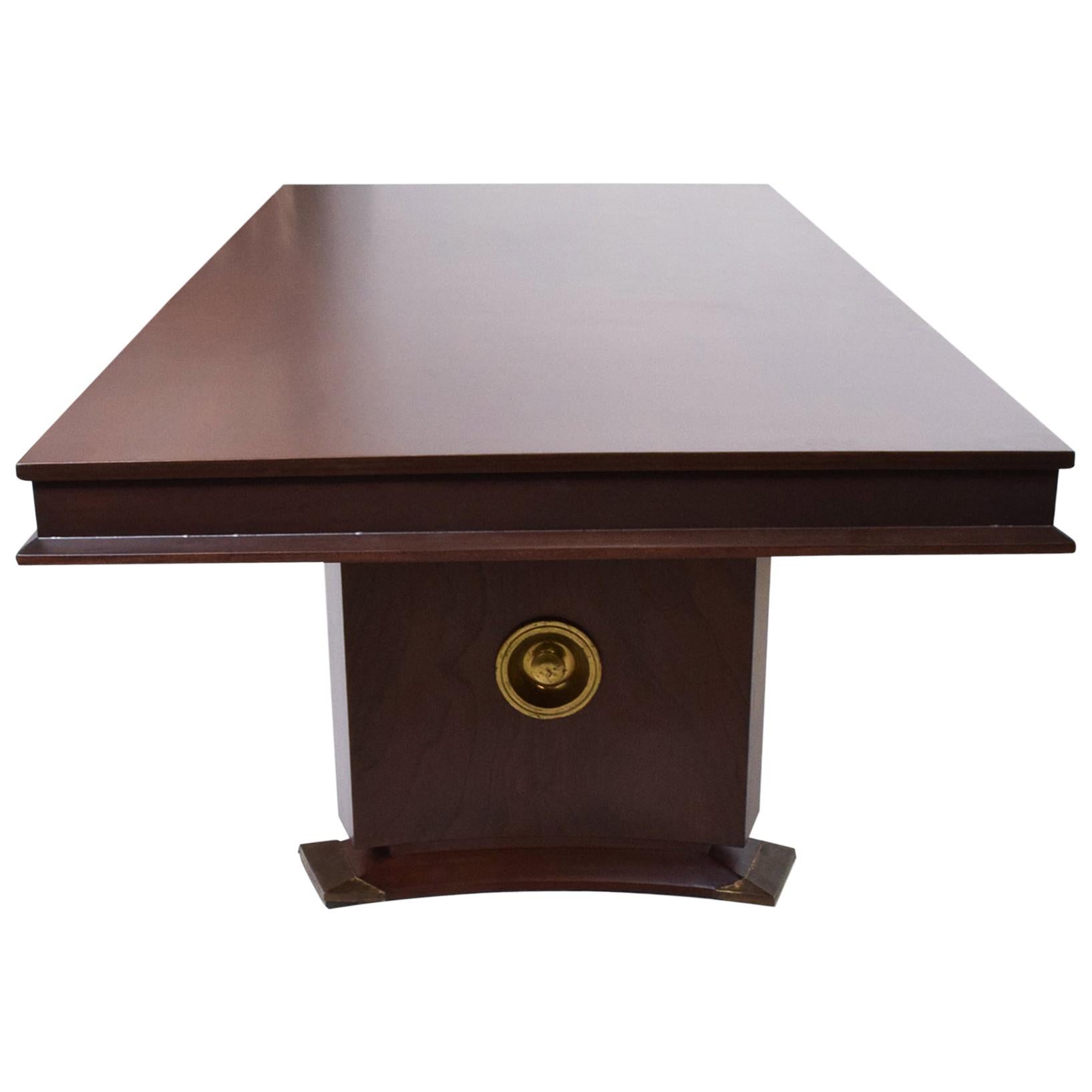 1950s Mahogany and Brass Medallion Presidential Executive Dining Table ...