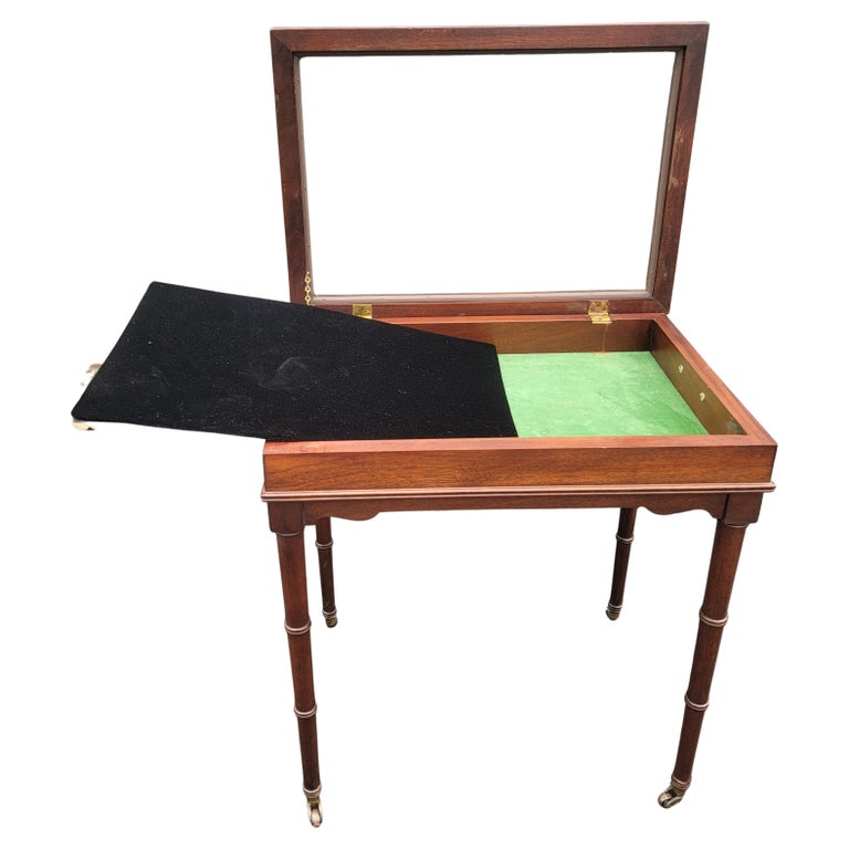 1950s Mahogany Vitrine Display Table on Wheels and with Handles For ...