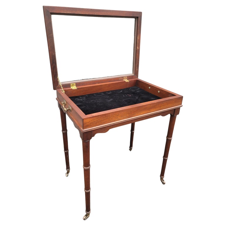 1950s Mahogany Vitrine Display Table on Wheels and with Handles For ...