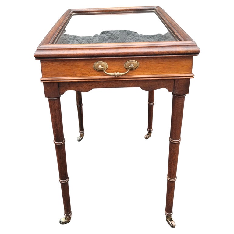 1950s Mahogany Vitrine Display Table on Wheels and with Handles For ...