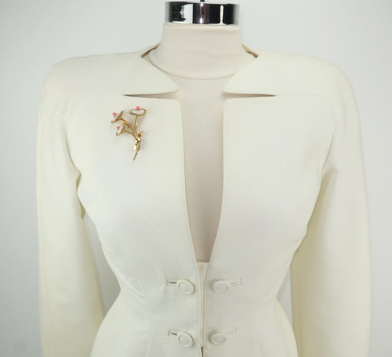 1950's Marcel Boucher Gold Tone Coral Flower Brooch at 1stDibs