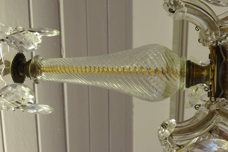 1950s Maria Theresa Glass Crystal Leaves 5-Light Glass Chandelier at ...