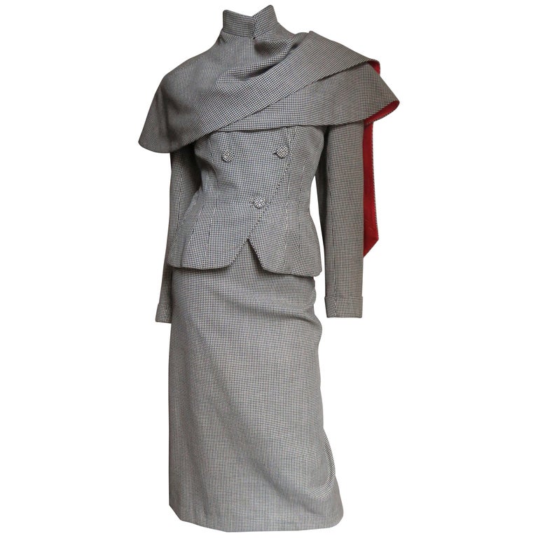 1950s Marion Wolf Skirt Suit with Cape at 1stDibs | suit with cape