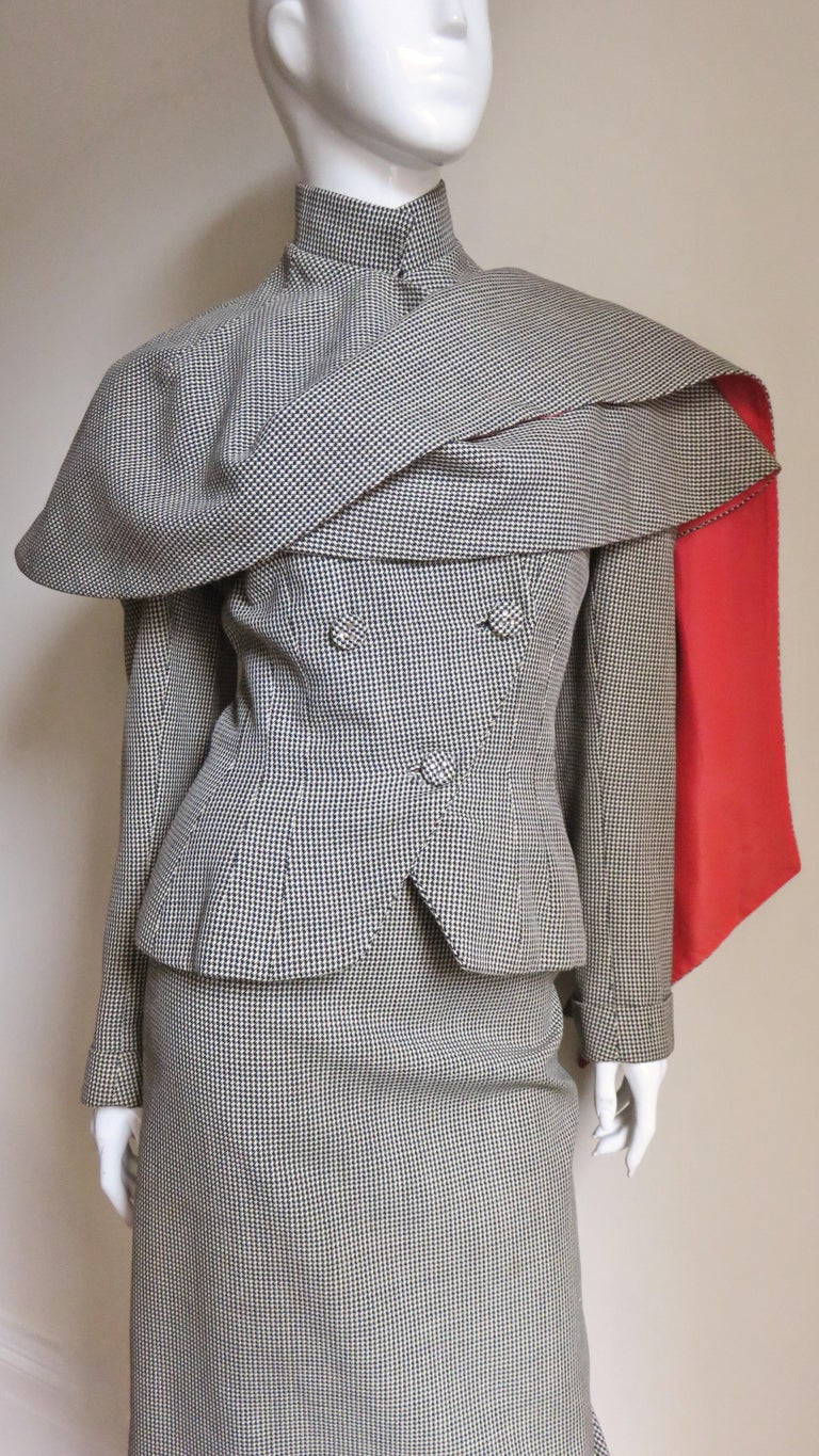1950s Marion Wolf Skirt Suit with Cape at 1stDibs | suit with cape