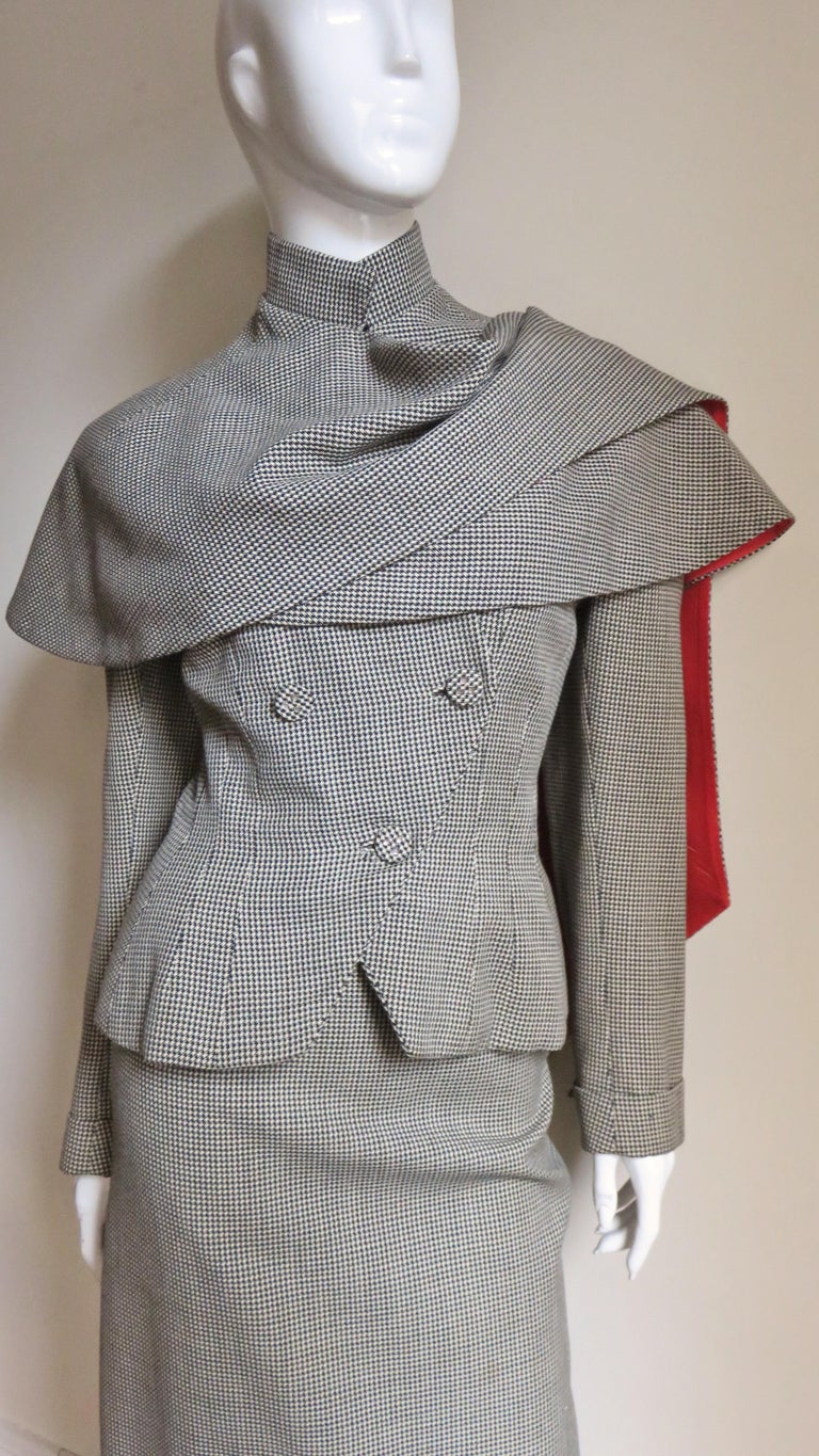 1950s Marion Wolf Skirt Suit with Cape at 1stDibs | suit with cape
