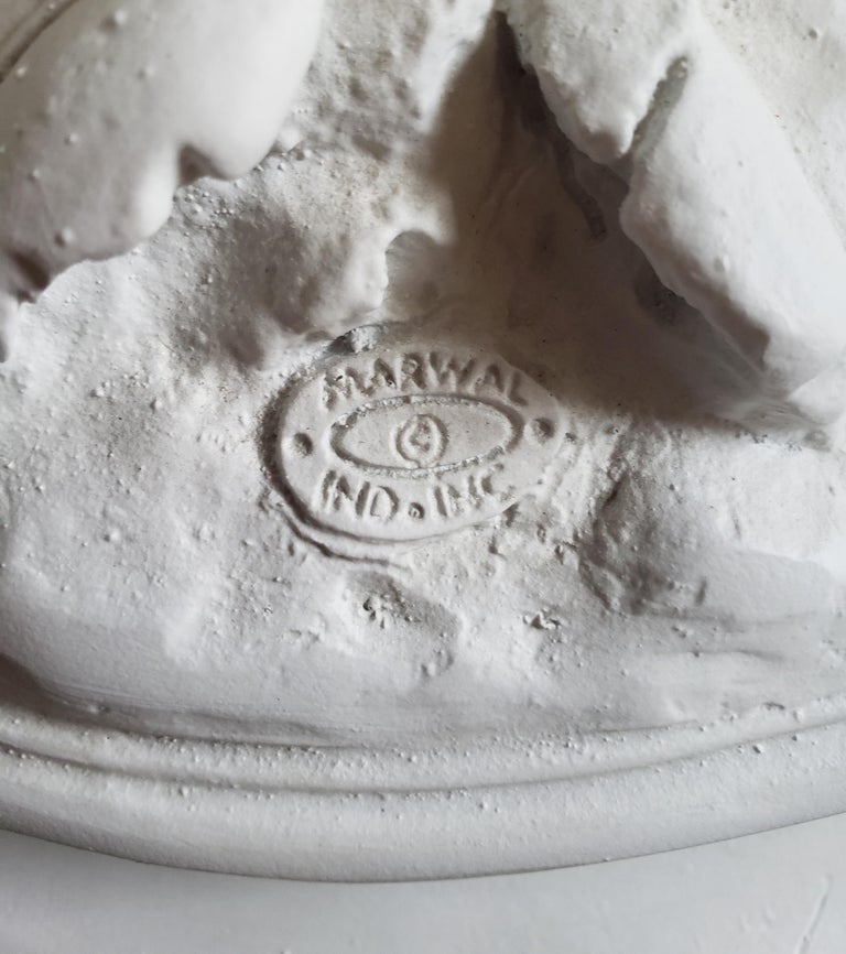 1950's Marwal Group Figural Plaster Statue W./ Maiden and 2 Girls with ...