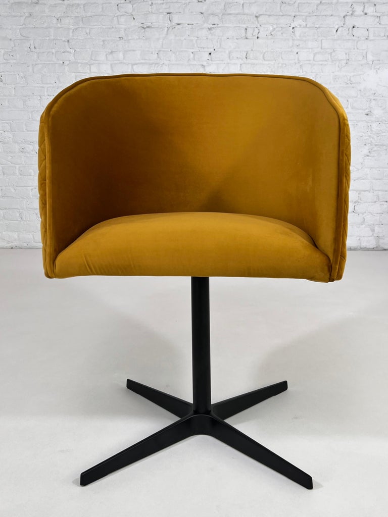1950s MCM Design Style Velvet And Black Lacquered Metal Swivel Chair ...