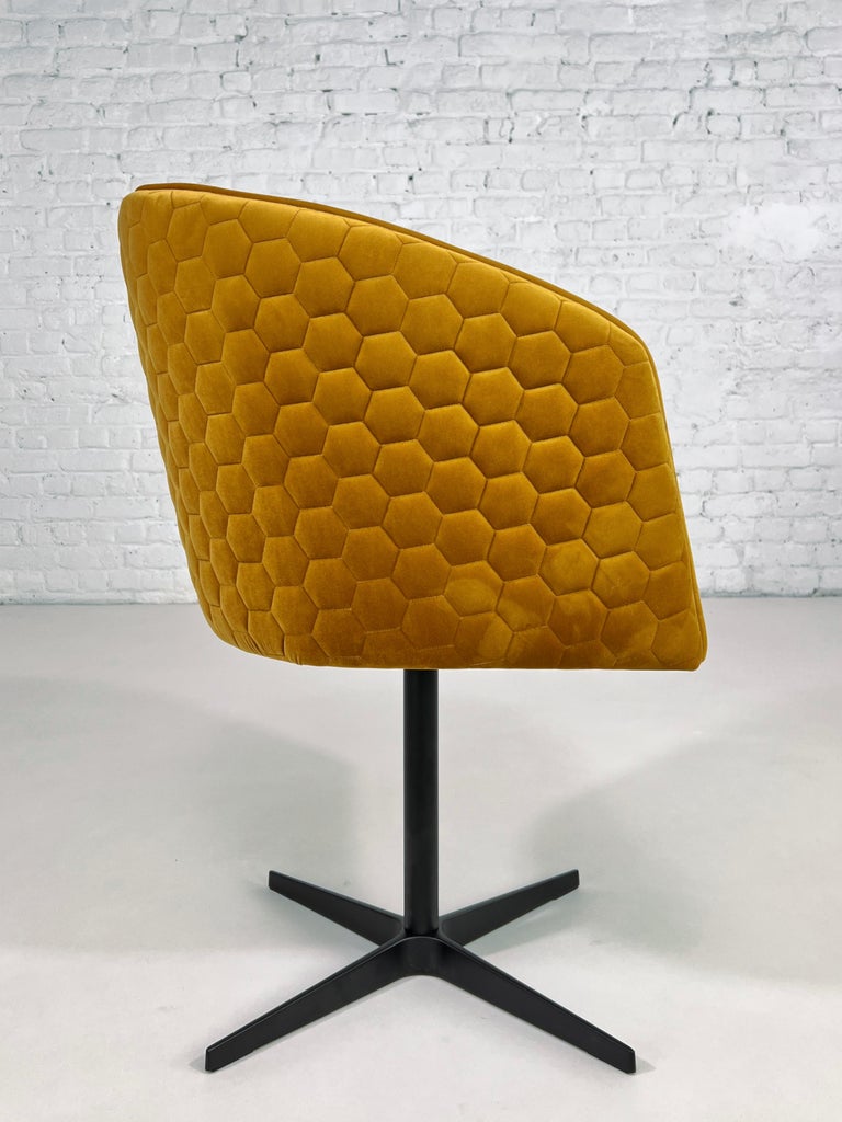 1950s MCM Design Style Velvet And Black Lacquered Metal Swivel Chair ...