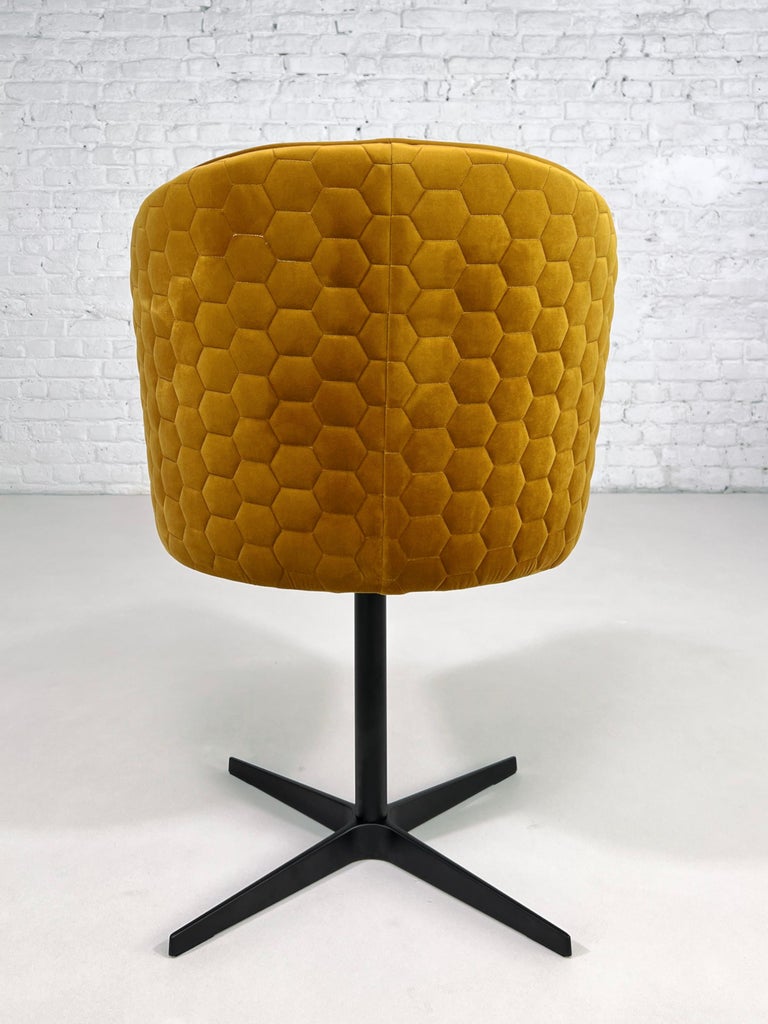 1950s MCM Design Style Velvet And Black Lacquered Metal Swivel Chair ...