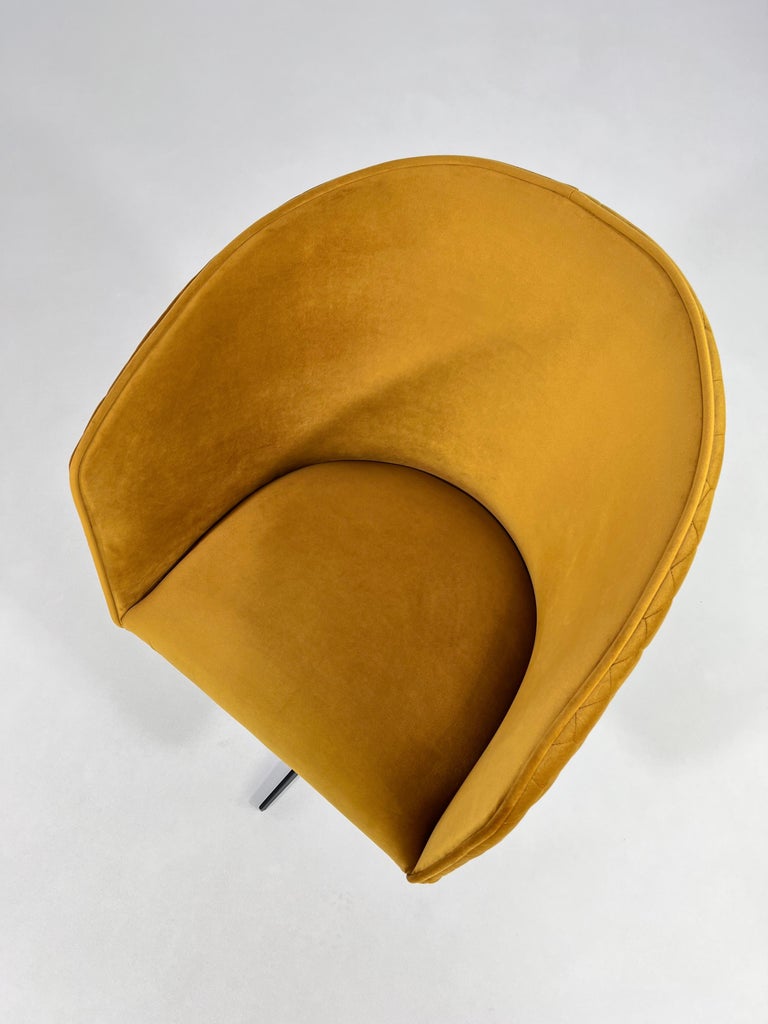 1950s MCM Design Style Velvet And Black Lacquered Metal Swivel Chair ...