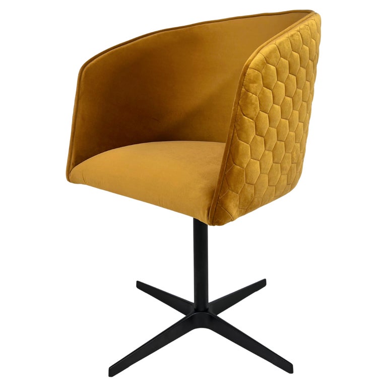 1950s MCM Design Style Velvet And Black Lacquered Metal Swivel Chair ...