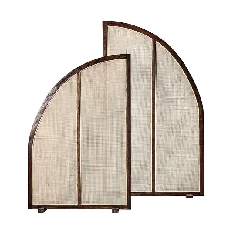 1950s MCM French Design Style Wooden and Rattan Wicker Cane Screen ...