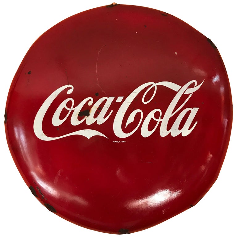 1950s Mexican Coca Cola Round Sign For Sale at 1stDibs | vintage round ...