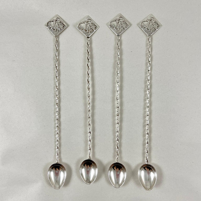 1950s Mexican Matador Sterling Silver Long Iced Tea Spoons, Set of Four ...
