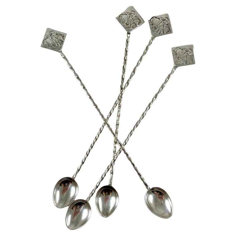 1950s Mexican Matador Sterling Silver Long Iced Tea Spoons, Set of Four ...