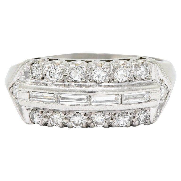 1950's Mid-Century 0.50 Carats Diamond Platinum Fishtail Channel Band ...