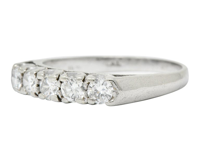 1950's Mid-Century 0.75 Carat Diamond Platinum Fishtail Band Ring For ...