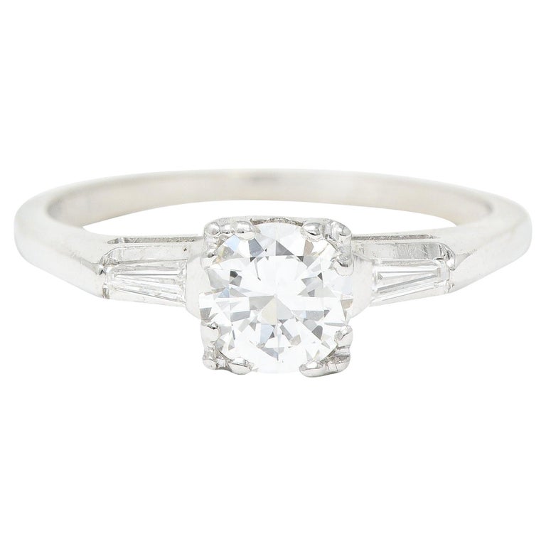 1950's Mid-Century 0.76 Carat Transitional Cut Diamond 14 Karat ...