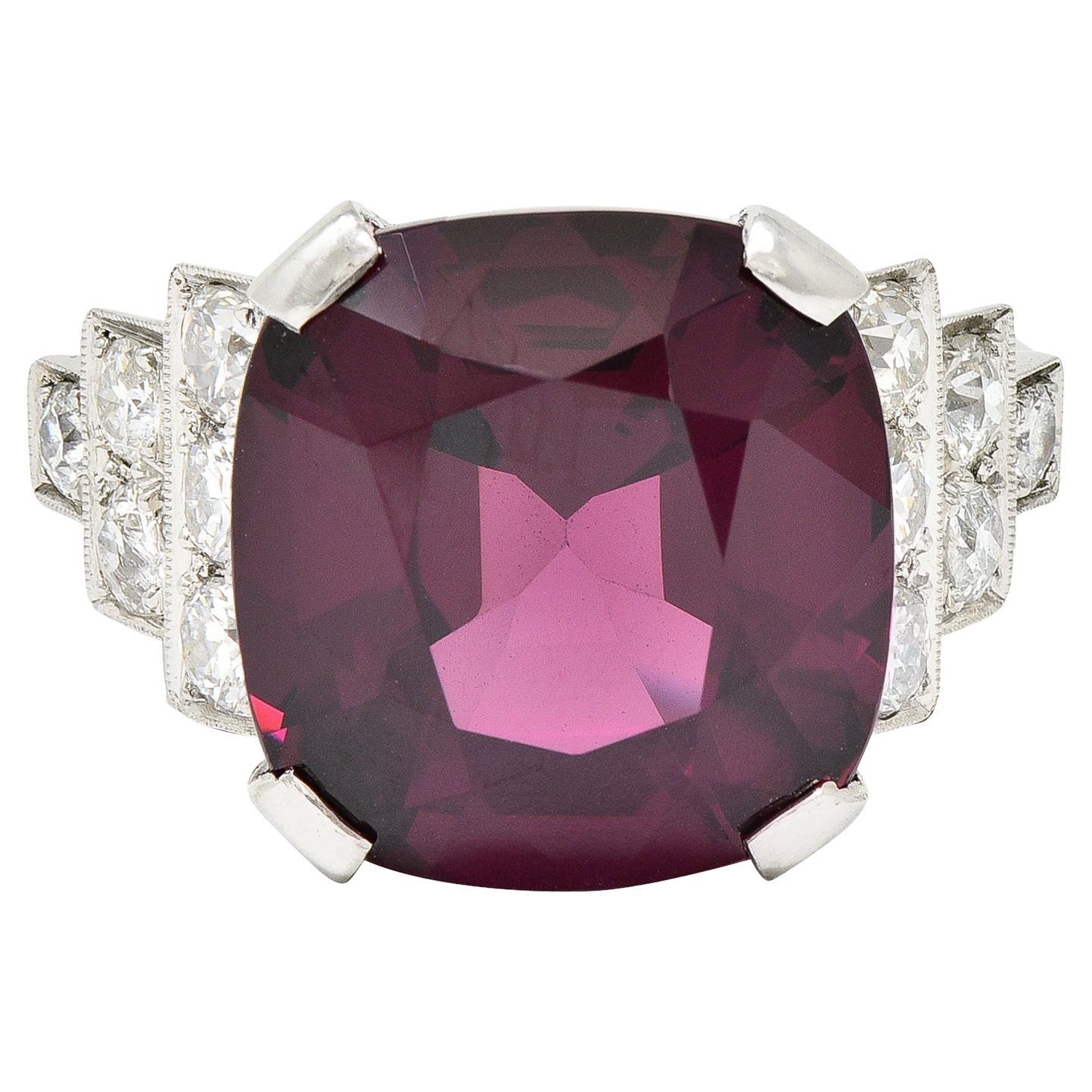 Rare oval violet spinel Diamond Platinum Cocktail ring at 1stDibs ...