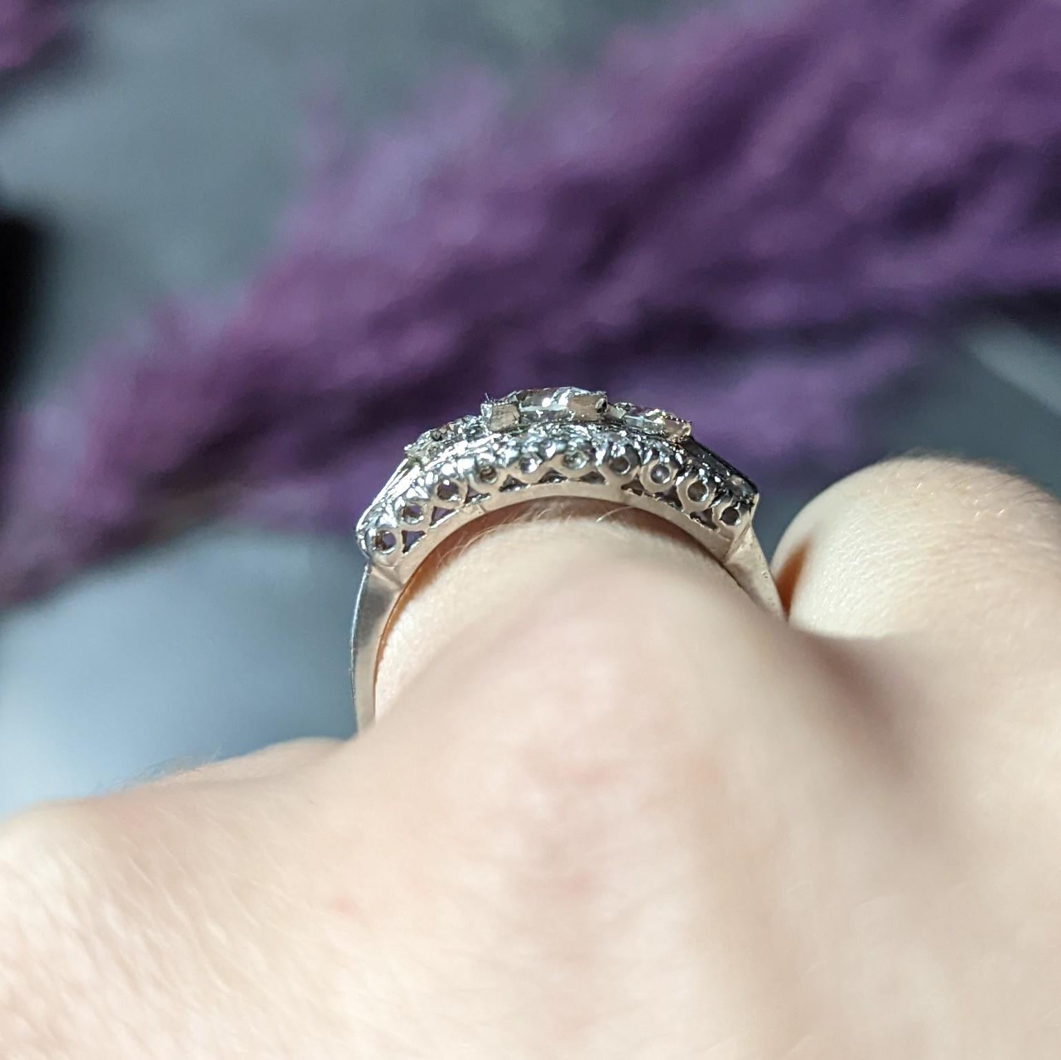 1950's Mid-Century 1.85 Carats Diamond Platinum Vintage Fishtail Band ...